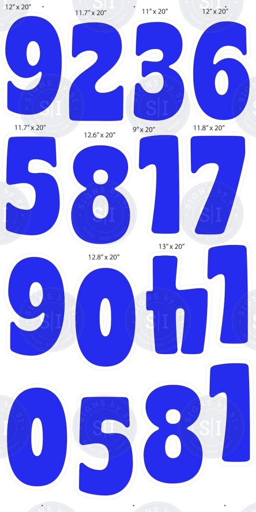 Groovy Royal Blue Numbers- 16 Pieces - Signs by SI