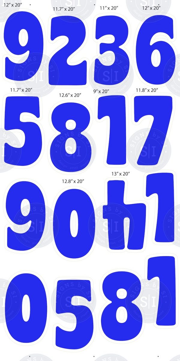 Groovy Royal Blue Numbers- 16 Pieces - Signs by SI