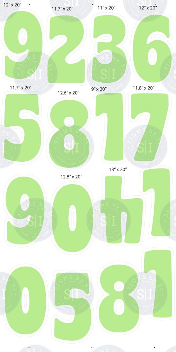 Groovy Lime Green Numbers- 16 Pieces - Signs by SI