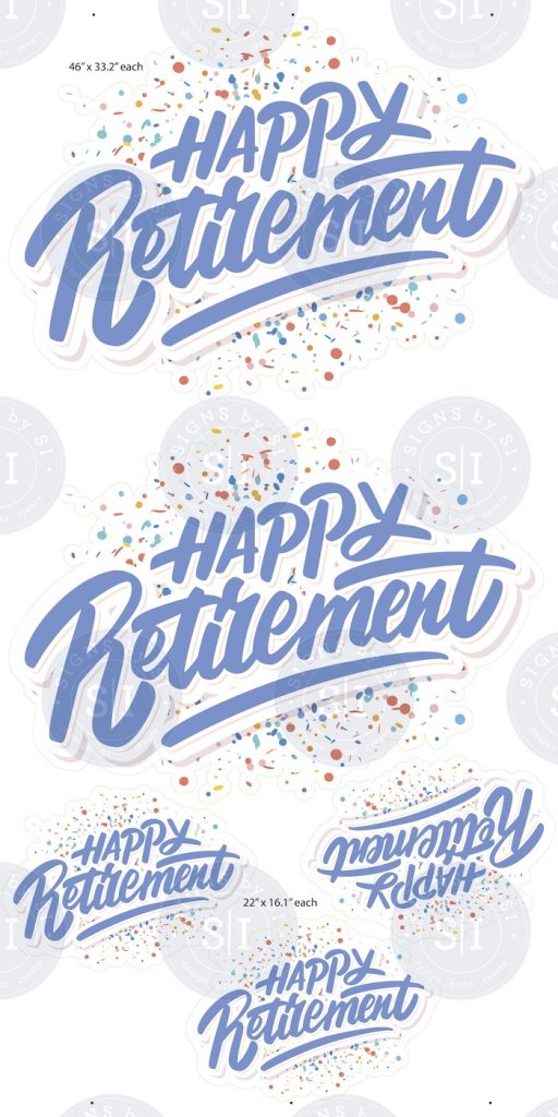 Groovy Silver Glitter Happy Retirement- 6 Pieces - Signs by SI