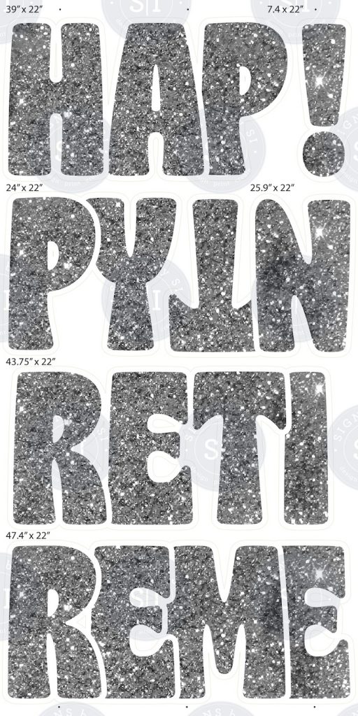 Groovy Silver Glitter Happy Retirement- 6 Pieces - Signs by SI