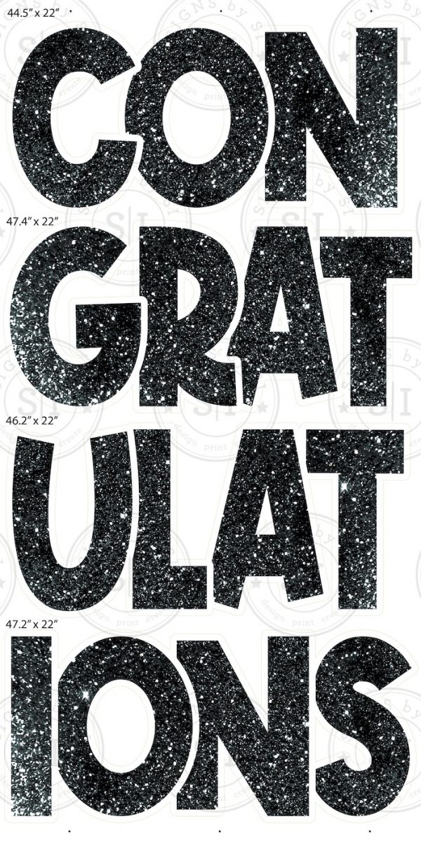 Alphakind Black Glitter Congratulations EZ Set - 4 Pieces - Signs by SI