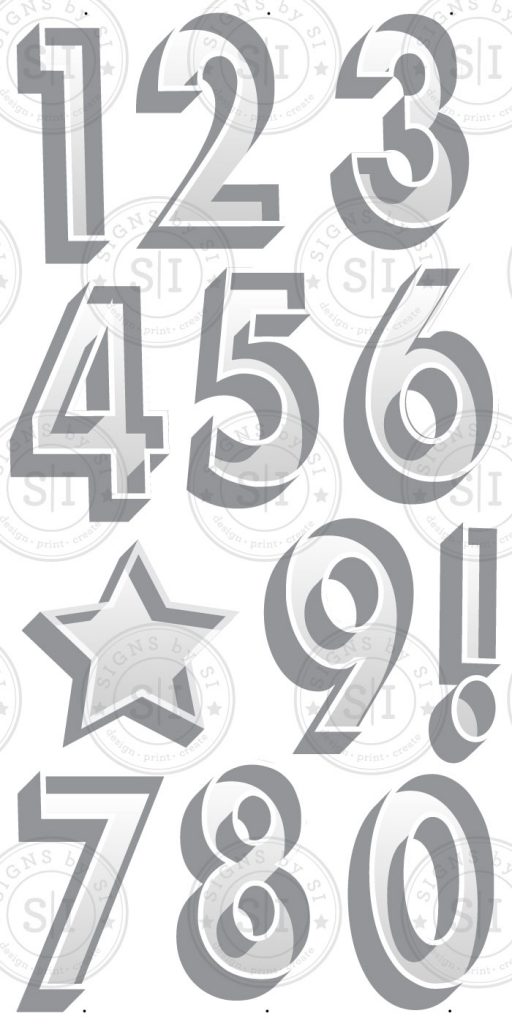 White 3D Font 24" Numbers - 12 Pieces - Signs by SI