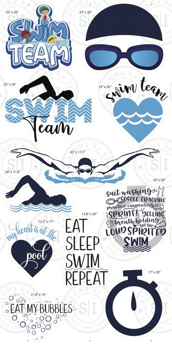 Swim Team Graphics Set - 11 Pieces - Signs by SI