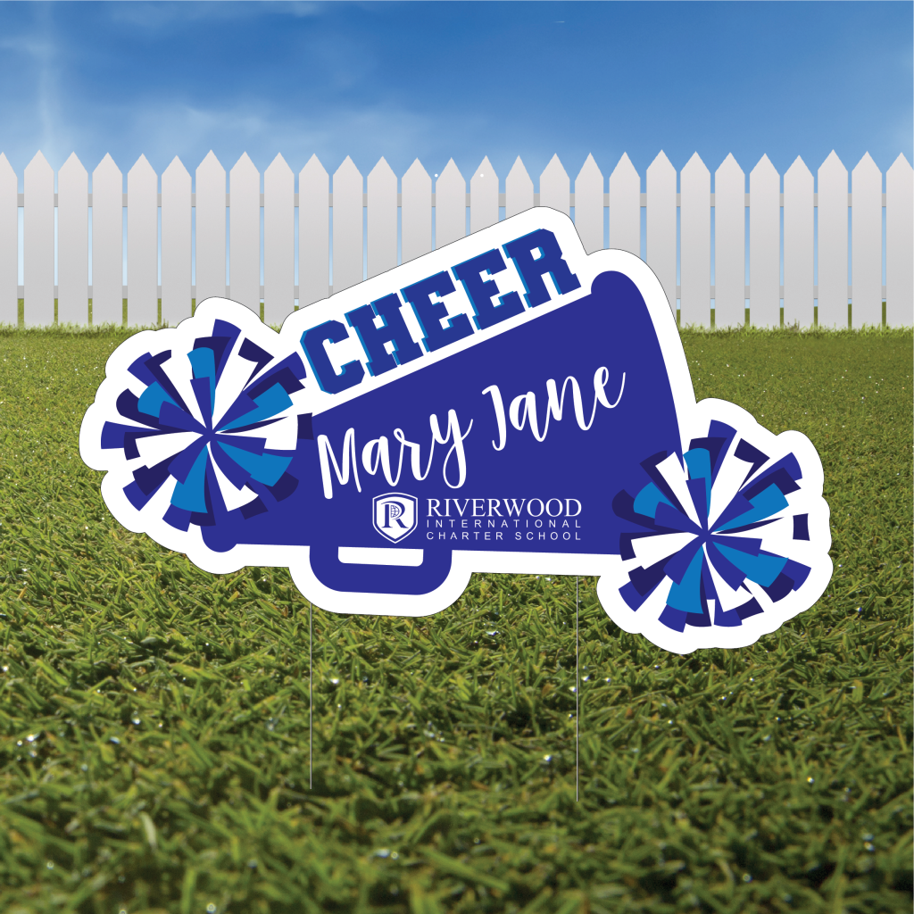 Custom Cheerleader Megaphone Yard Signs 24" - Set of 10 - Signs by SI