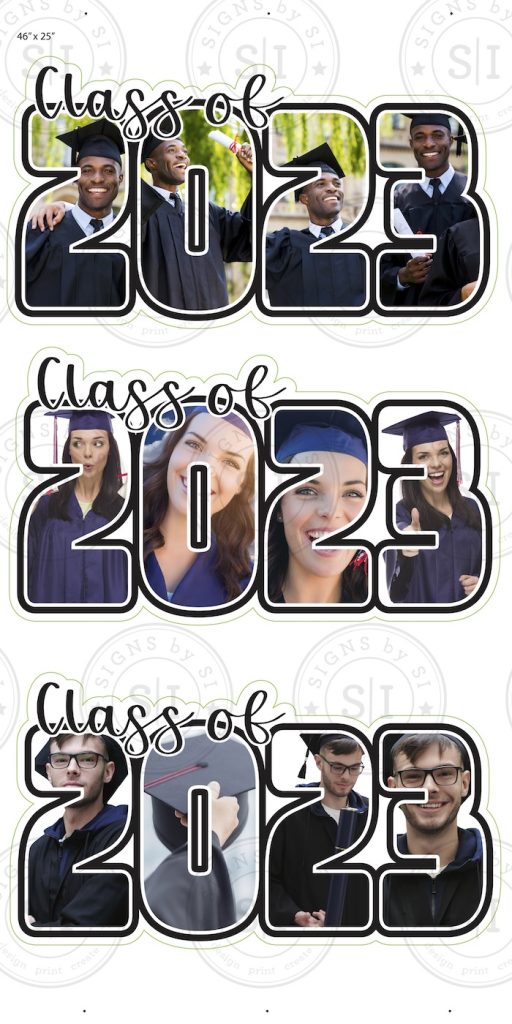 Vertical Grad Stack with Diploma, Cap, Black - 8 Pieces - Signs by SI