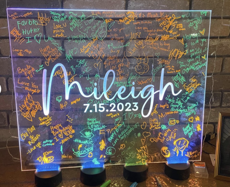 Custom Made LED Acrylic Light Up Display Sign in Board or Centerpieces ...