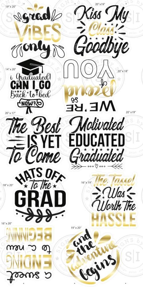 Black and Gold Grad Quotes – 10 pieces - Signs by SI