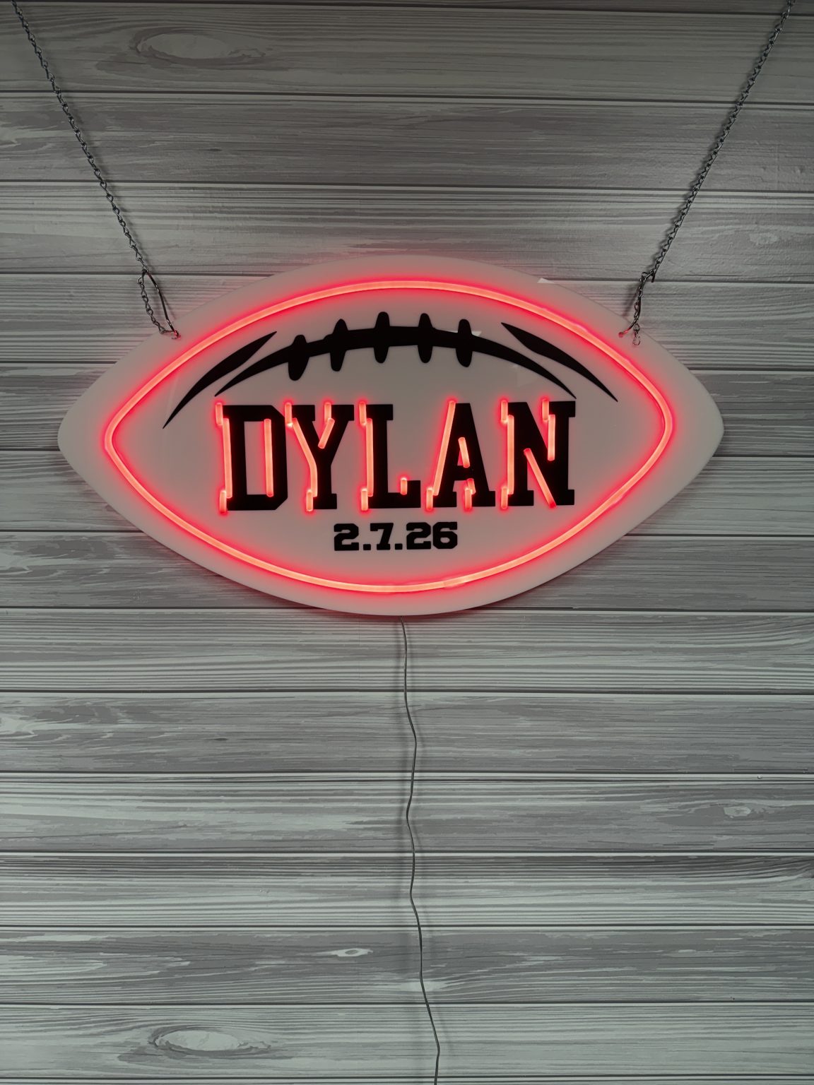 Football Theme Custom UV Printed White Acrylic + Neon Accent Sign In ...