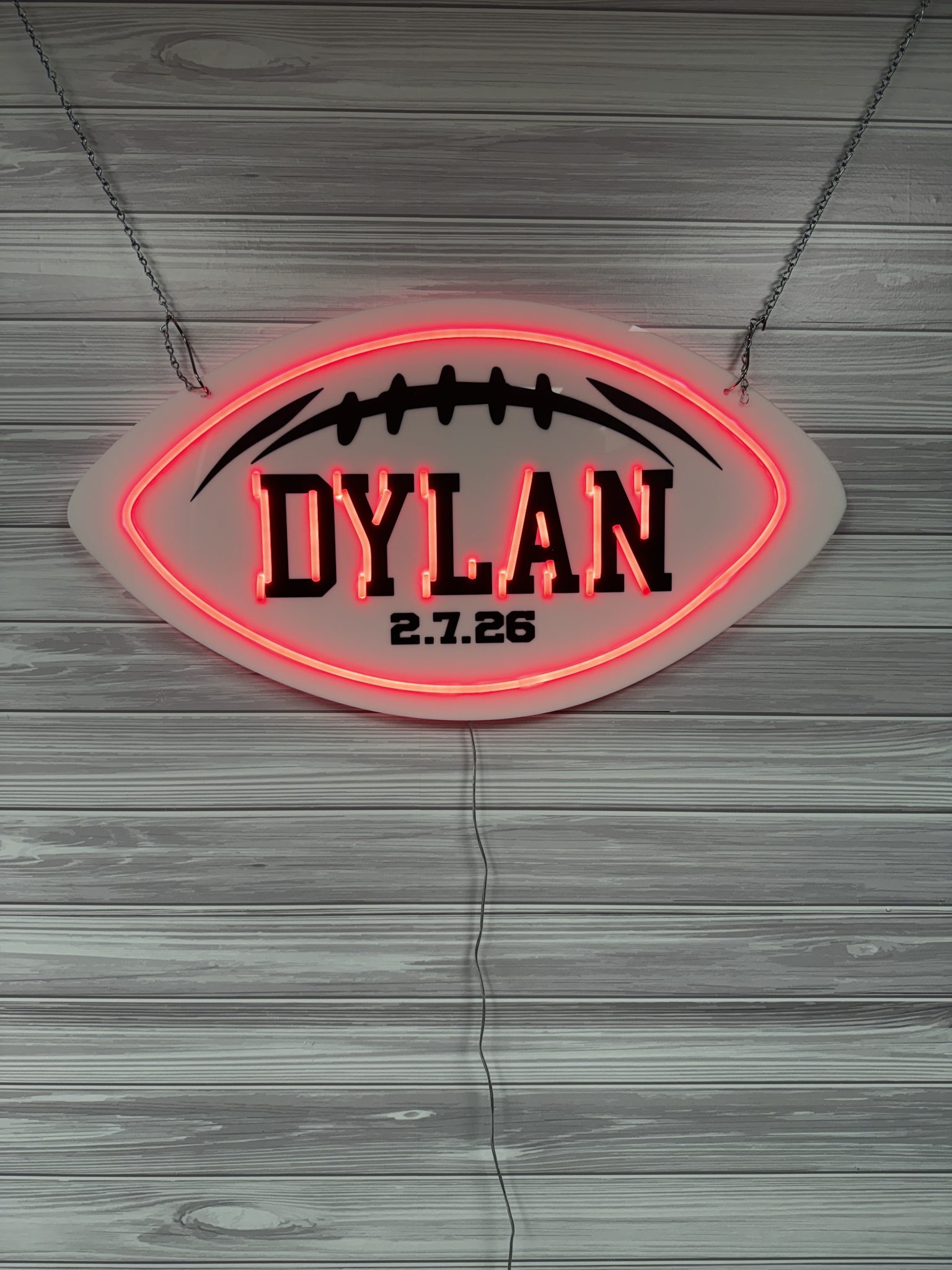 Football Theme Custom UV Printed White Acrylic + Neon Accent Sign In ...